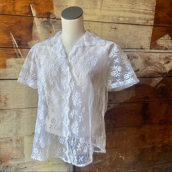 Vintage | Tops | Vintage Handmade Lace Peter Pan Collar Lace Top Layer ...